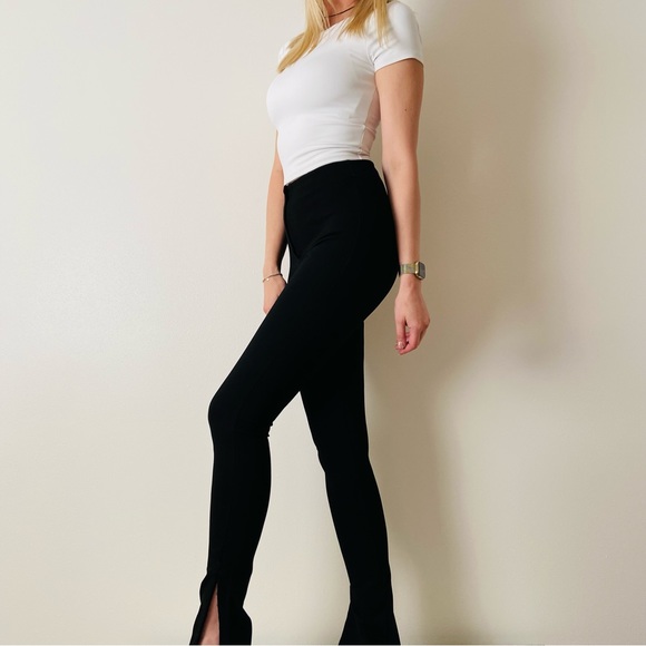 Zara | Pants & Jumpsuits | Zara Black Stretchy Side Slits Vents Front ...